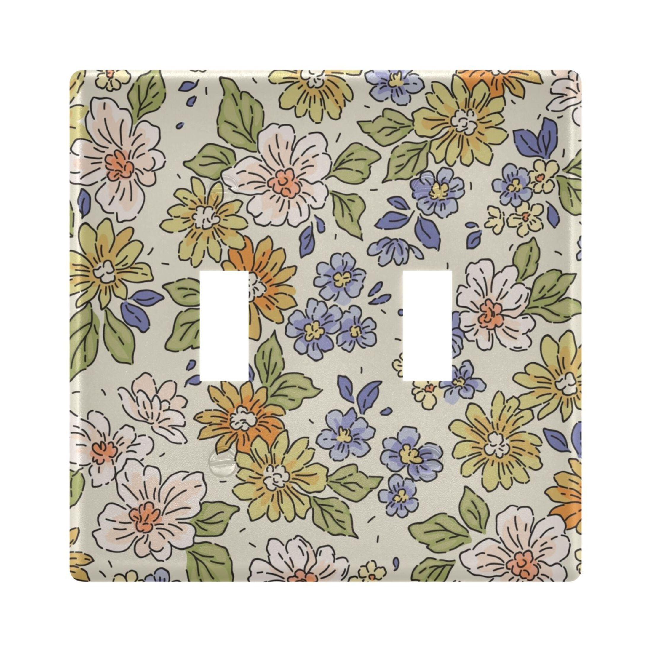 2 Gang Switch Covers Green Floral Flowers Light Wall Plate Home ...