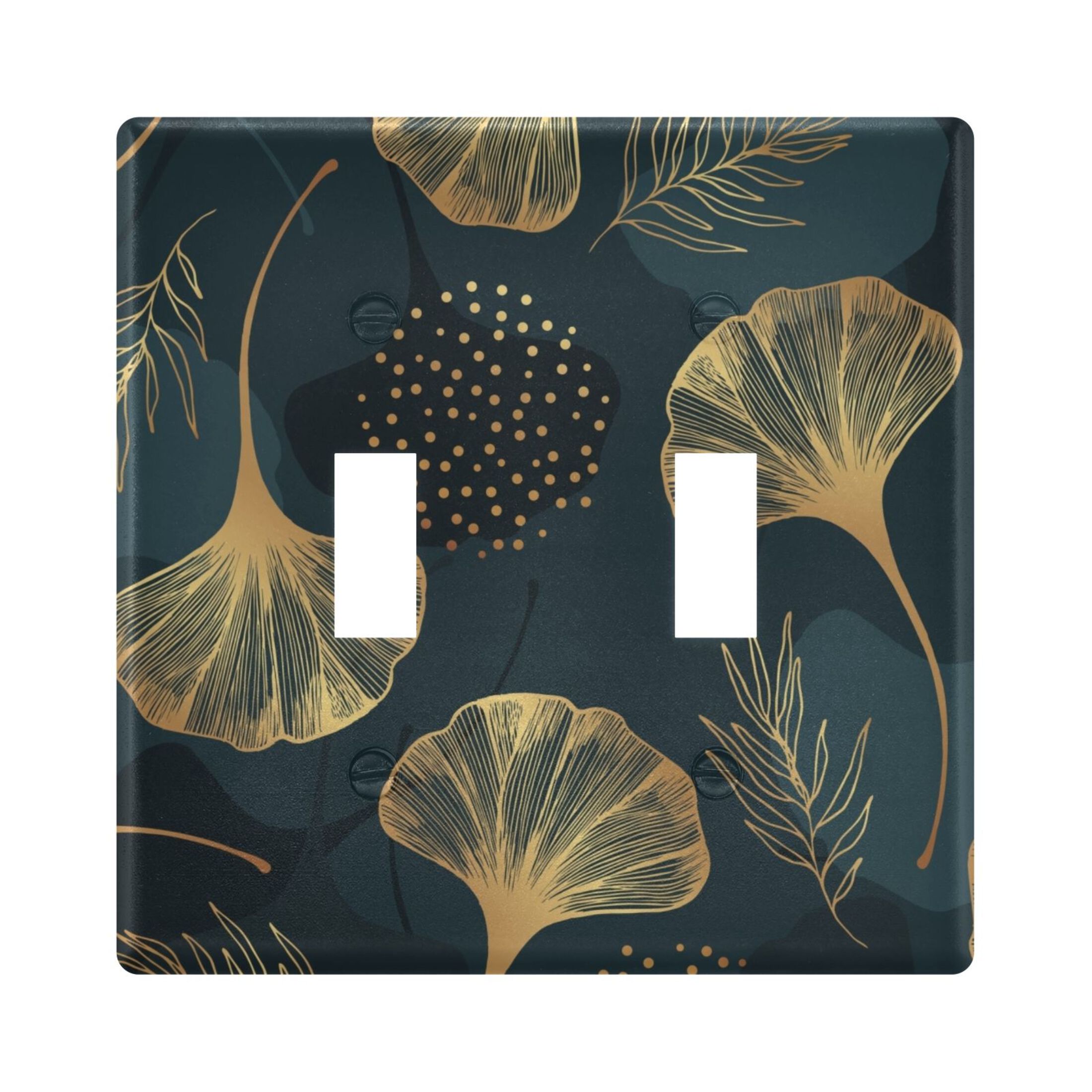 2 Gang Switch Covers Green Leaves with Golden Light Wall Plate Home ...