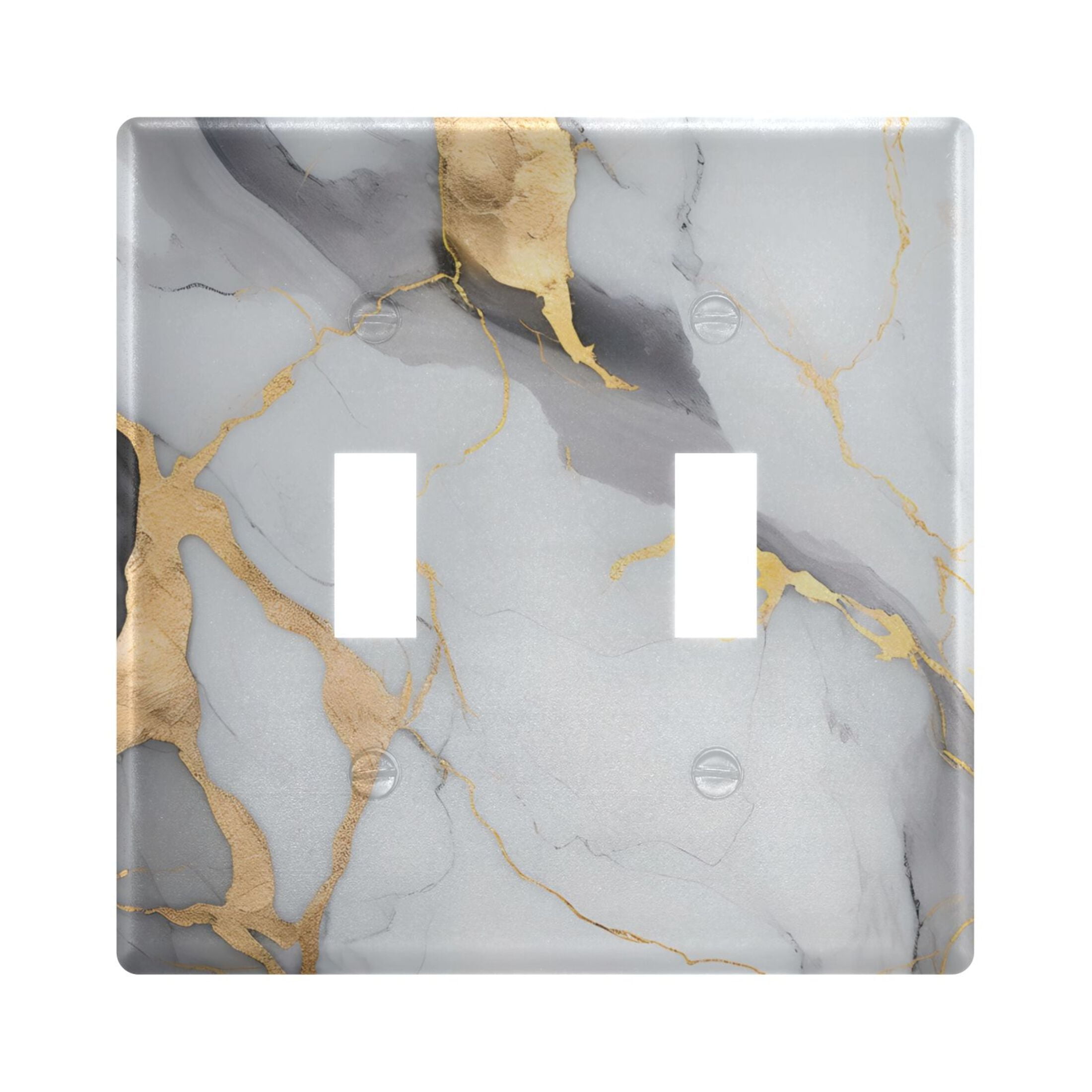 2 Gang Switch Covers Grey and Gold Marble Light Wall Plate Home ...