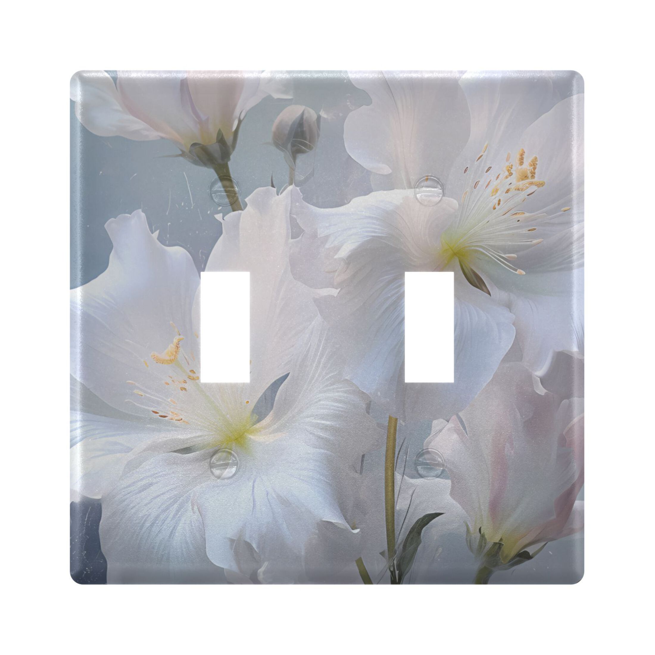 2 Gang Switch Covers Lily White Flowers Floral Light Wall Plate Home ...