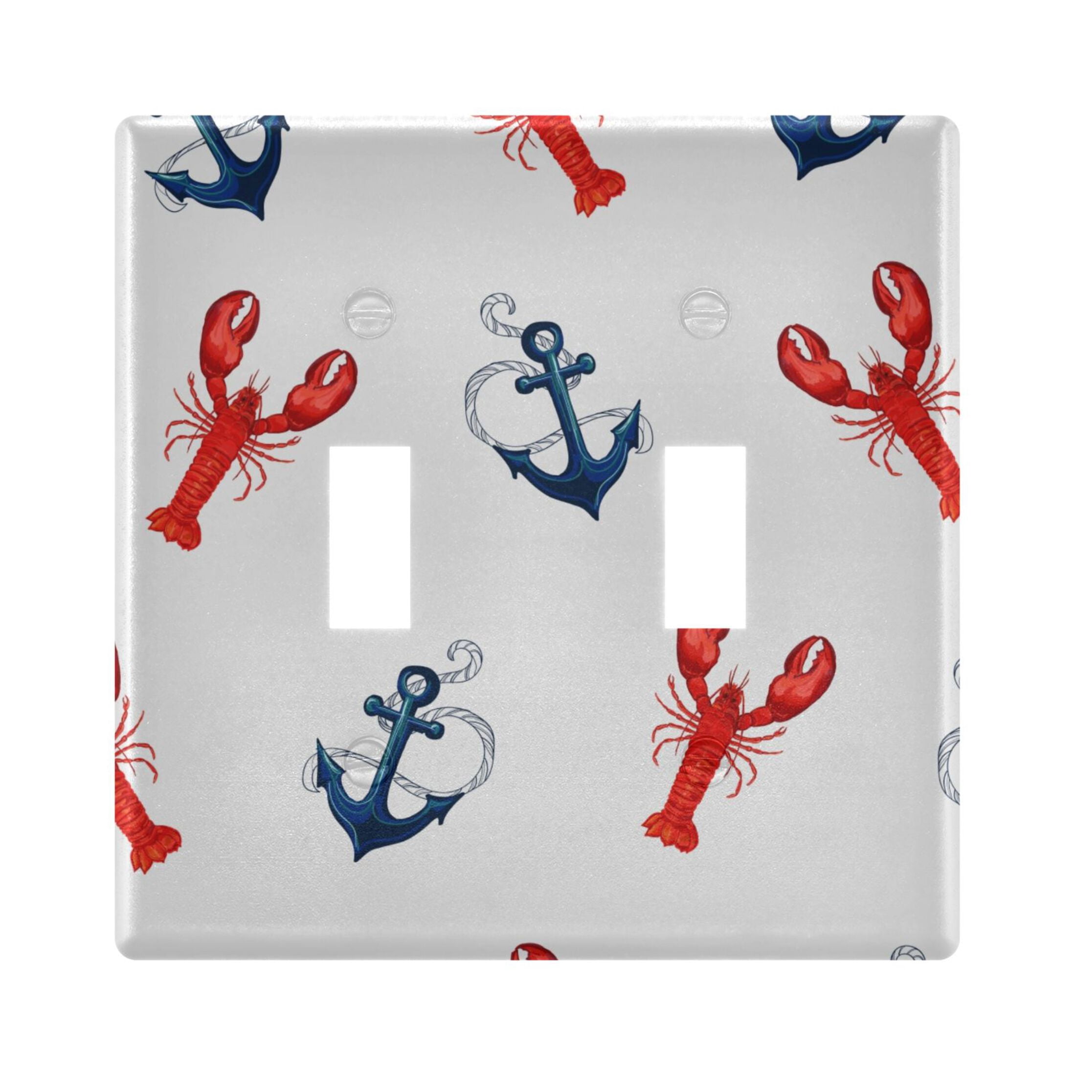 2 Gang Switch Covers Lobster Anchor on White Light Wall Plate Home ...