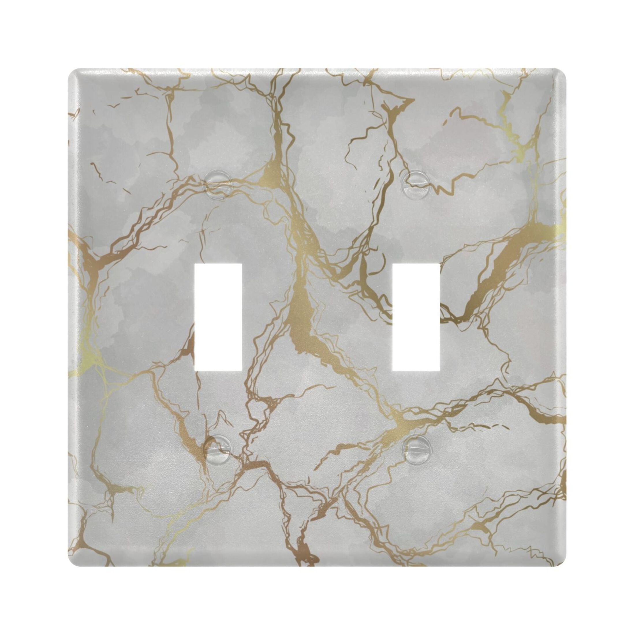 2 Gang Switch Covers Marble Gray White Golden Light Wall Plate Home ...