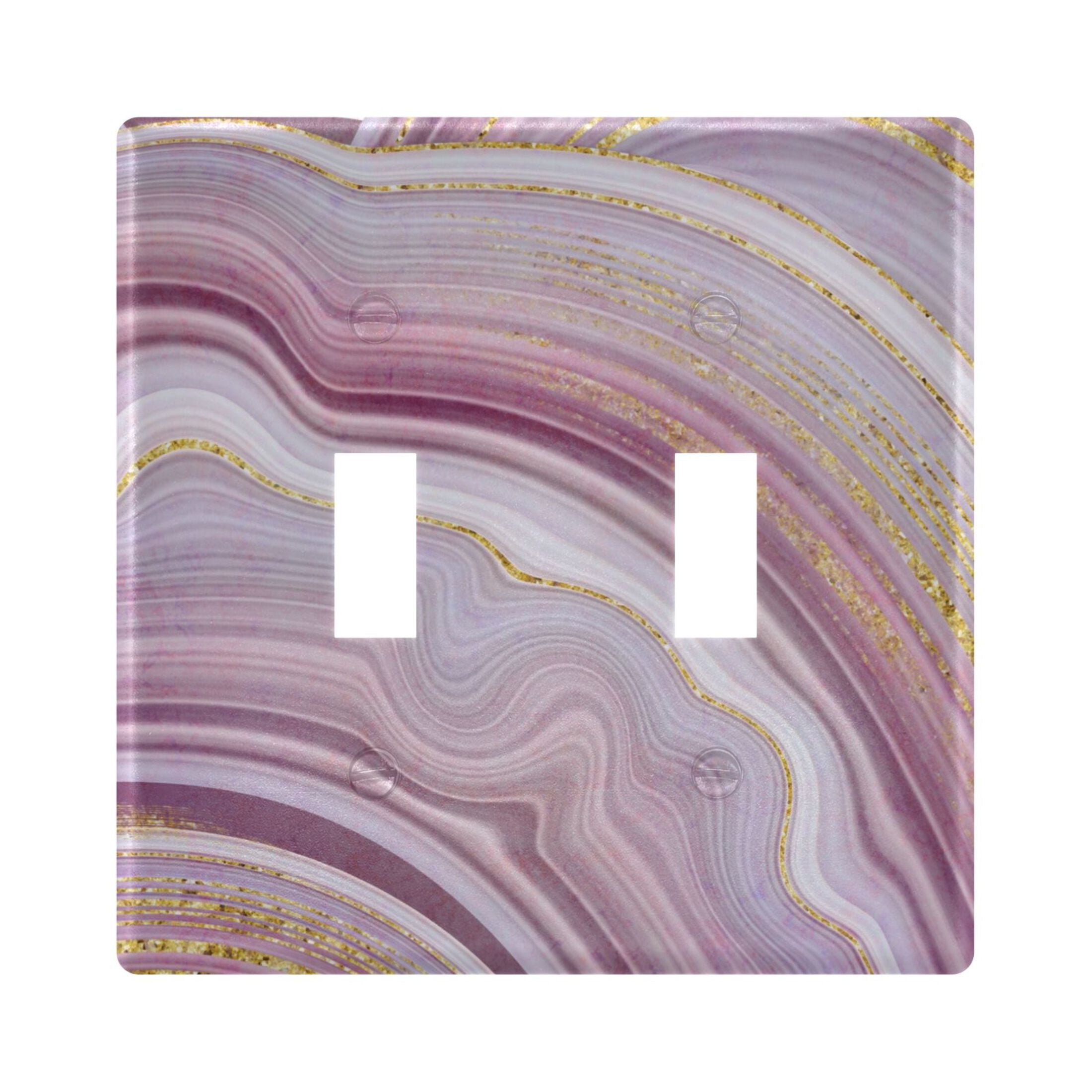 2 Gang Switch Covers Marble with Pink and Golden Light Wall Plate Home ...