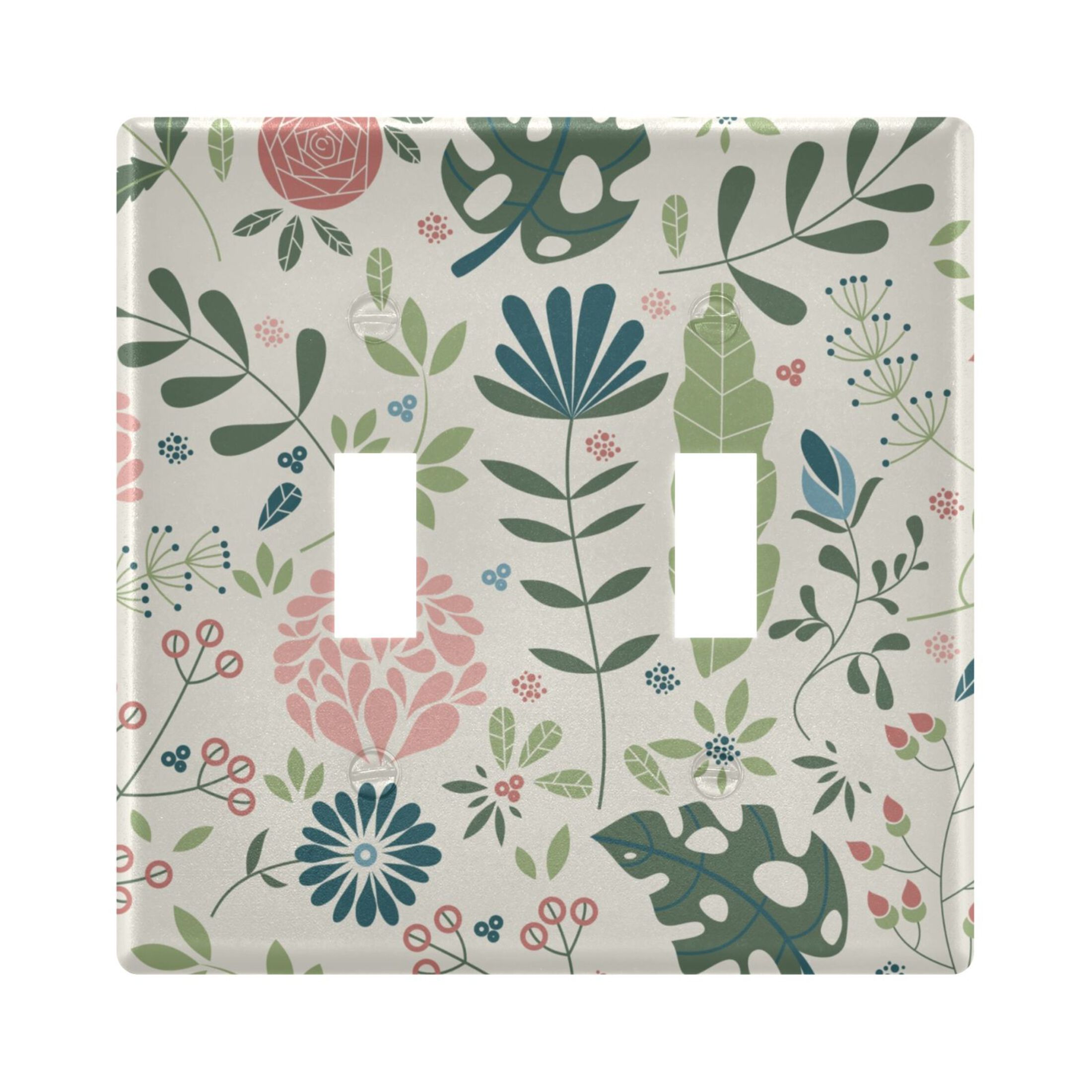 2 Gang Switch Covers Palm Leaves and Flowers Light Wall Plate Home ...