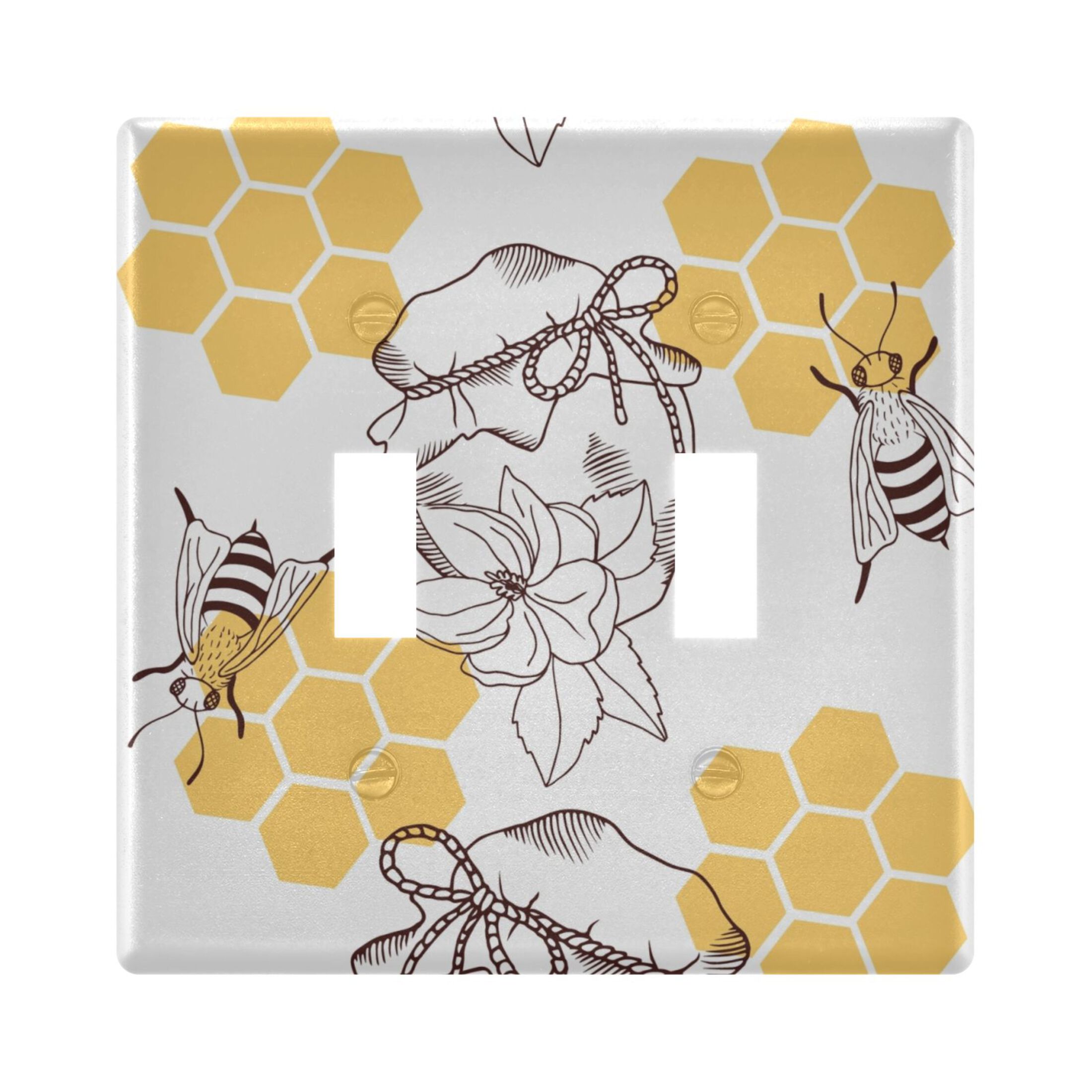 2 Gang Switch Covers Pattern with Bees Light Wall Plate Home Faceplate ...