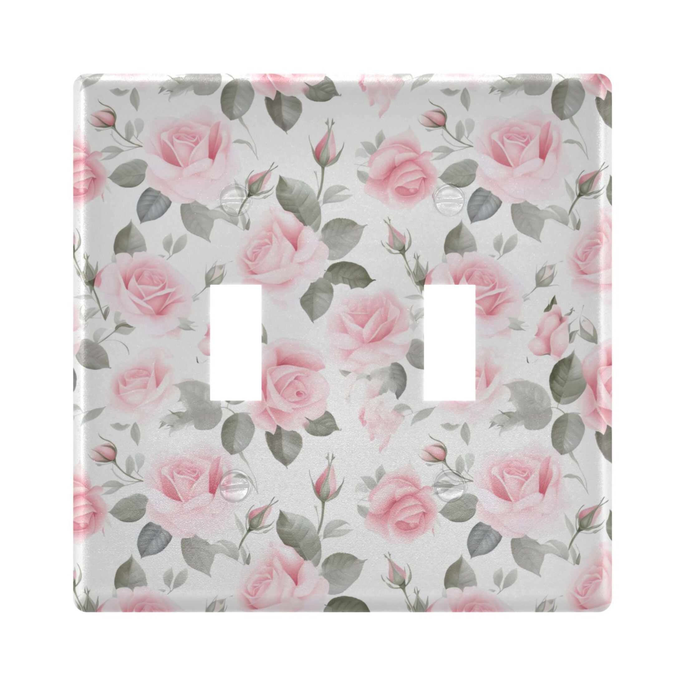 2 Gang Switch Covers Pink Rose Flowers Light Wall Plate Home Faceplate ...