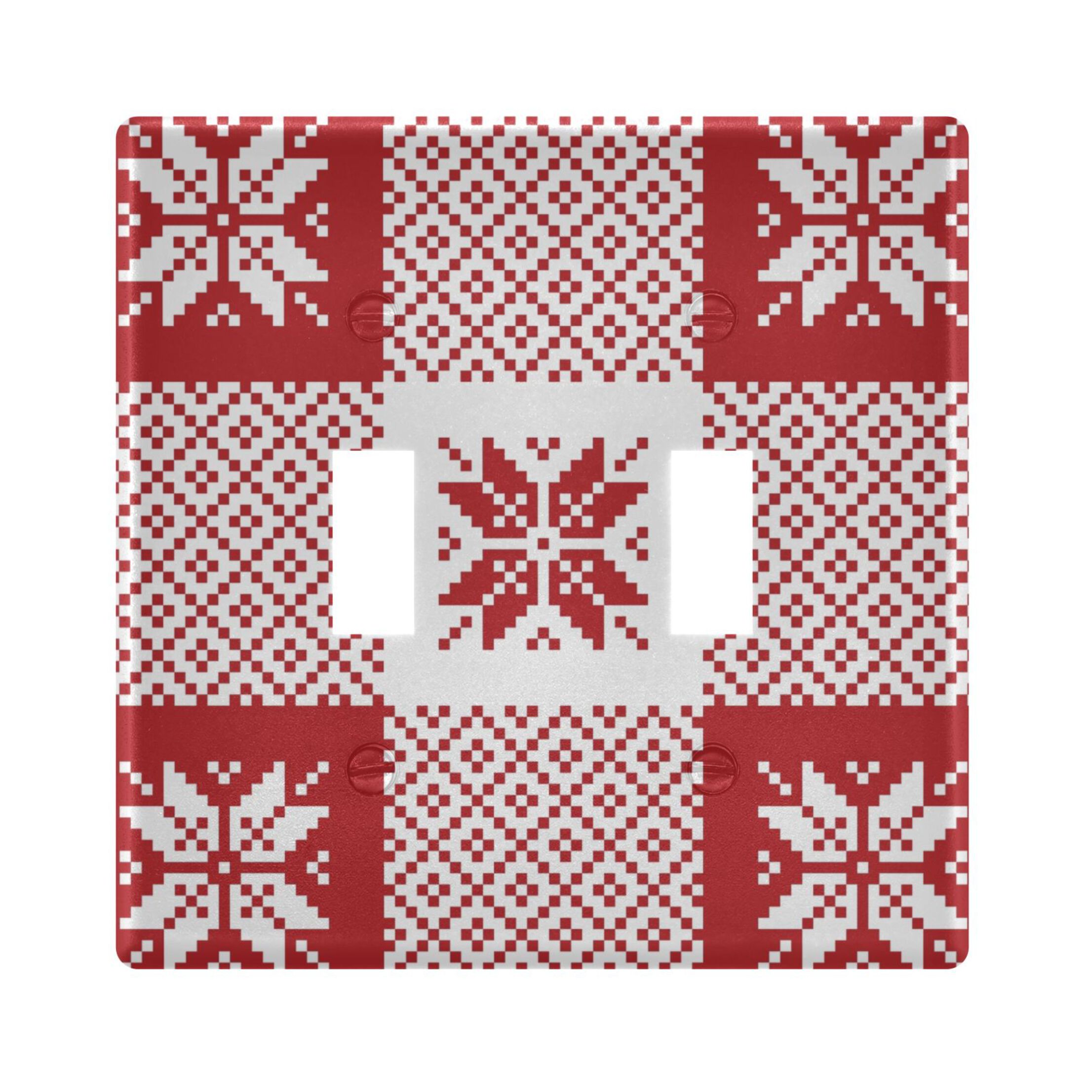 2 Gang Switch Covers Plaid in Red and White Light Wall Plate Home ...