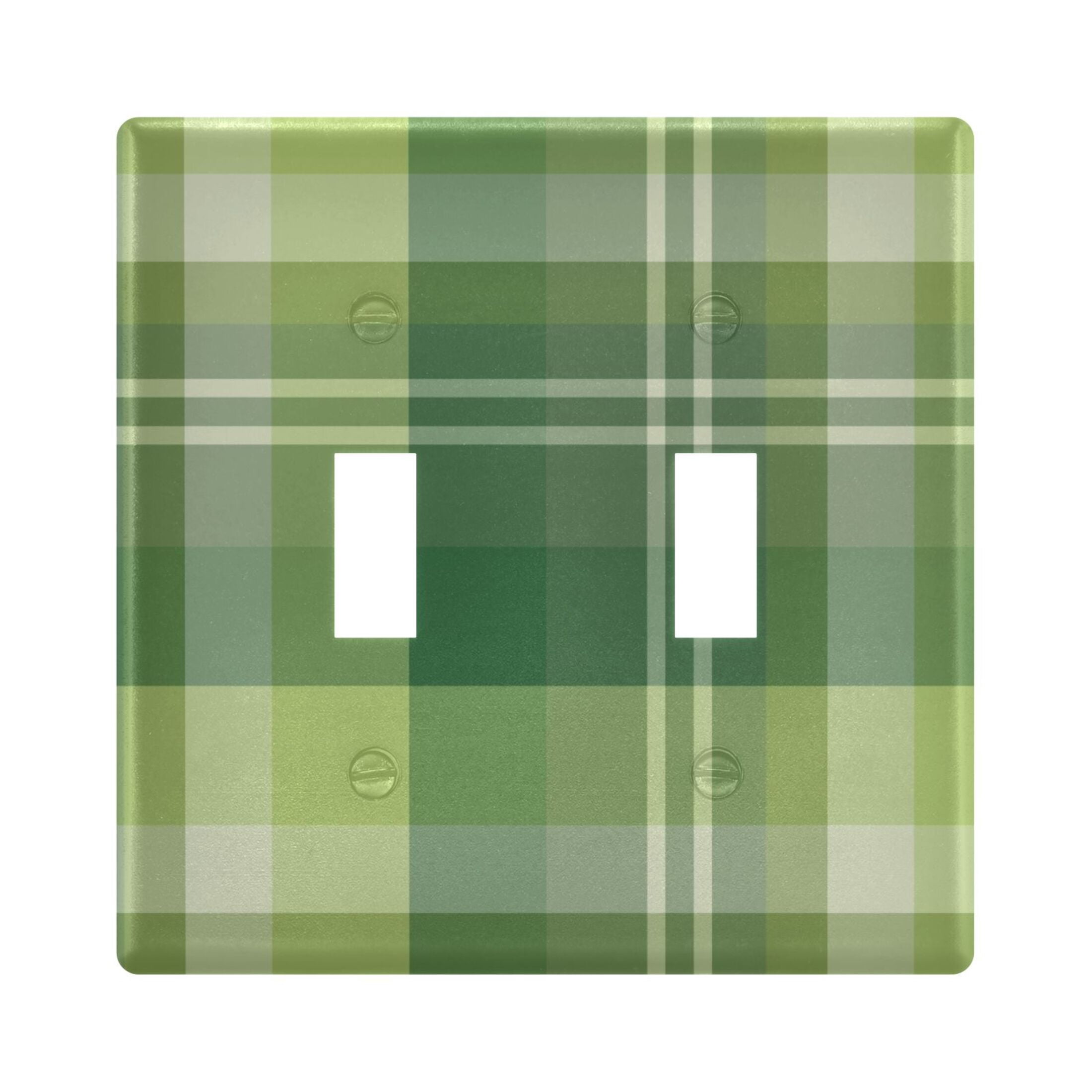 2 Gang Switch Covers Plaid with Green Light Wall Plate Home Faceplate ...