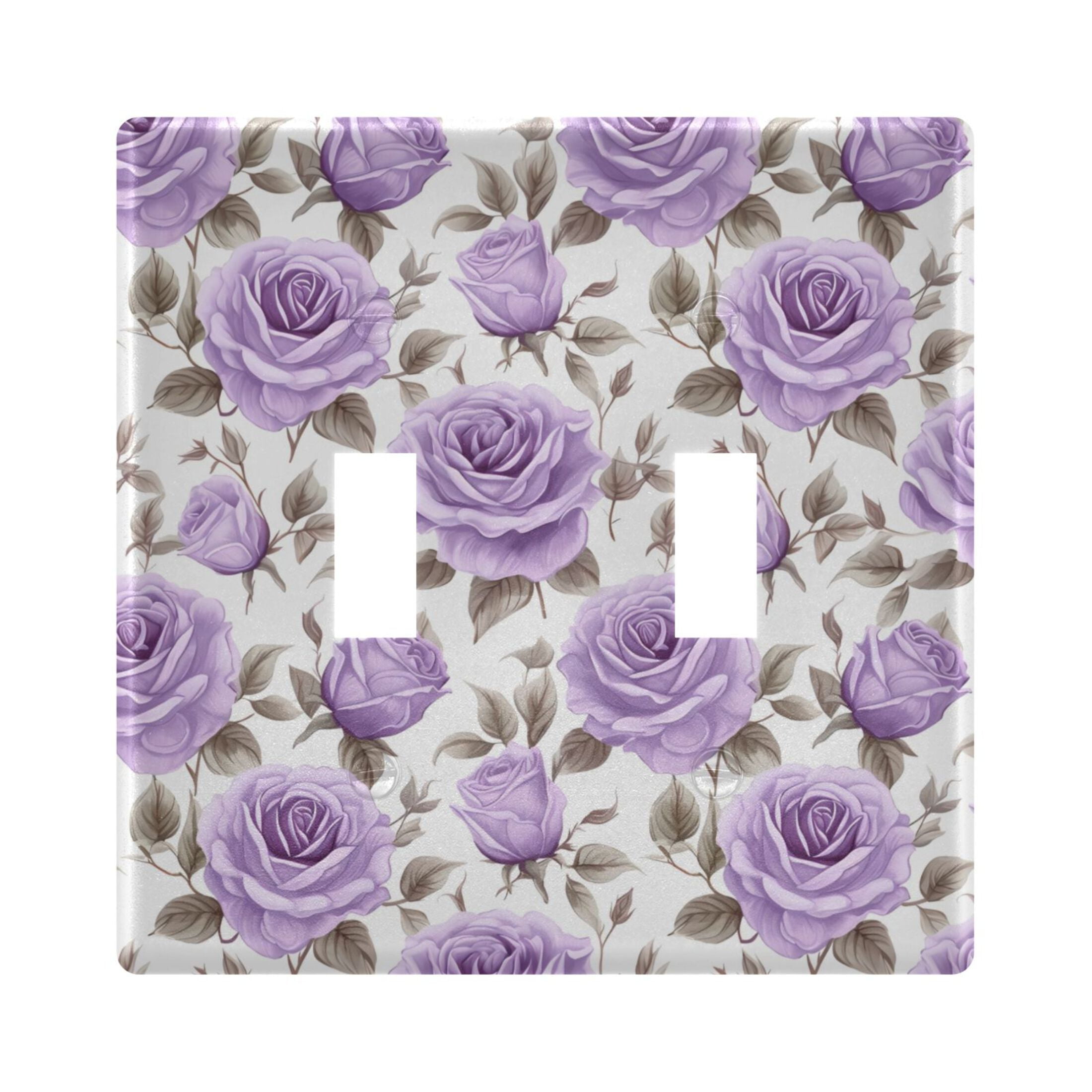 2 Gang Switch Covers Purple Rose Flowers Light Wall Plate Home ...