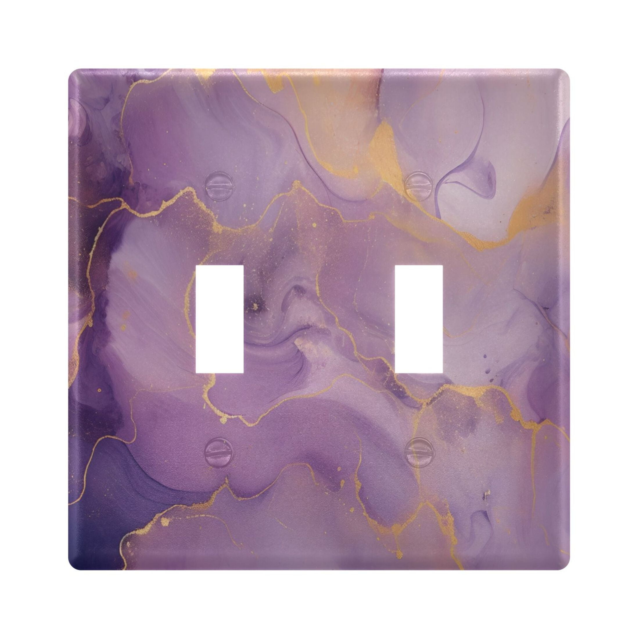 2 Gang Switch Covers Purple and Gold Marble Light Wall Plate Home ...