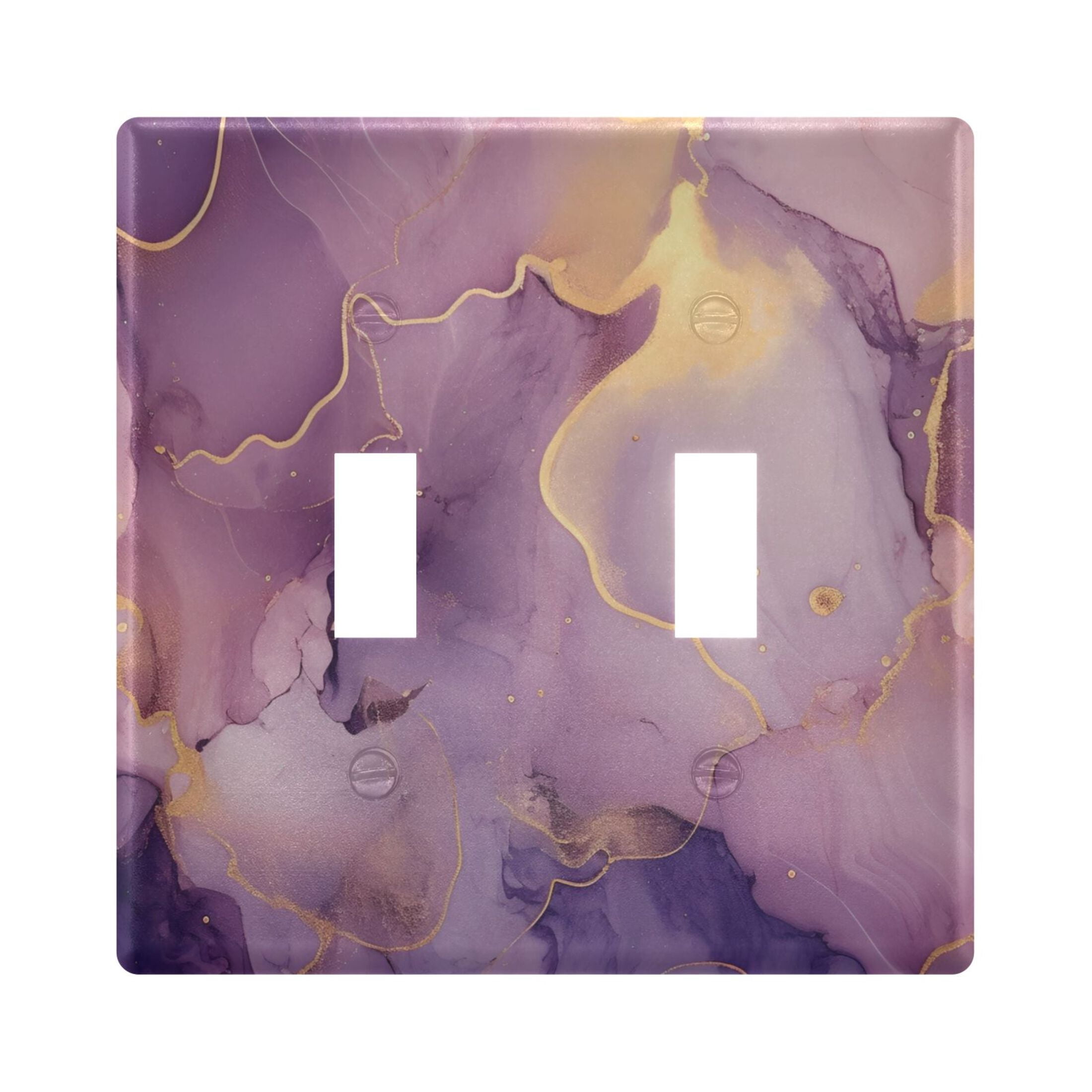 2 Gang Switch Covers Purple and Gold Marble Light Wall Plate Home ...
