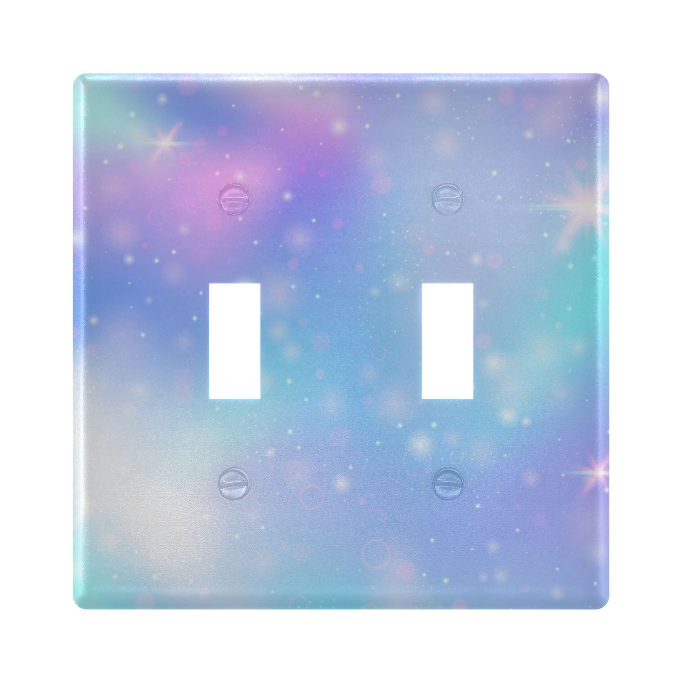 2 Gang Switch Covers Rainbow Gradient with Blue Light Wall Plate Home ...