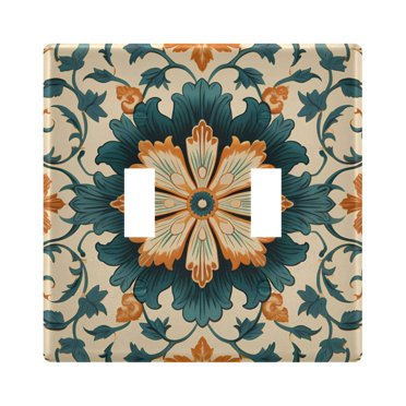 2 Gang Light Switch Cover Plate Abstract Floral Stained Glass Wall ...