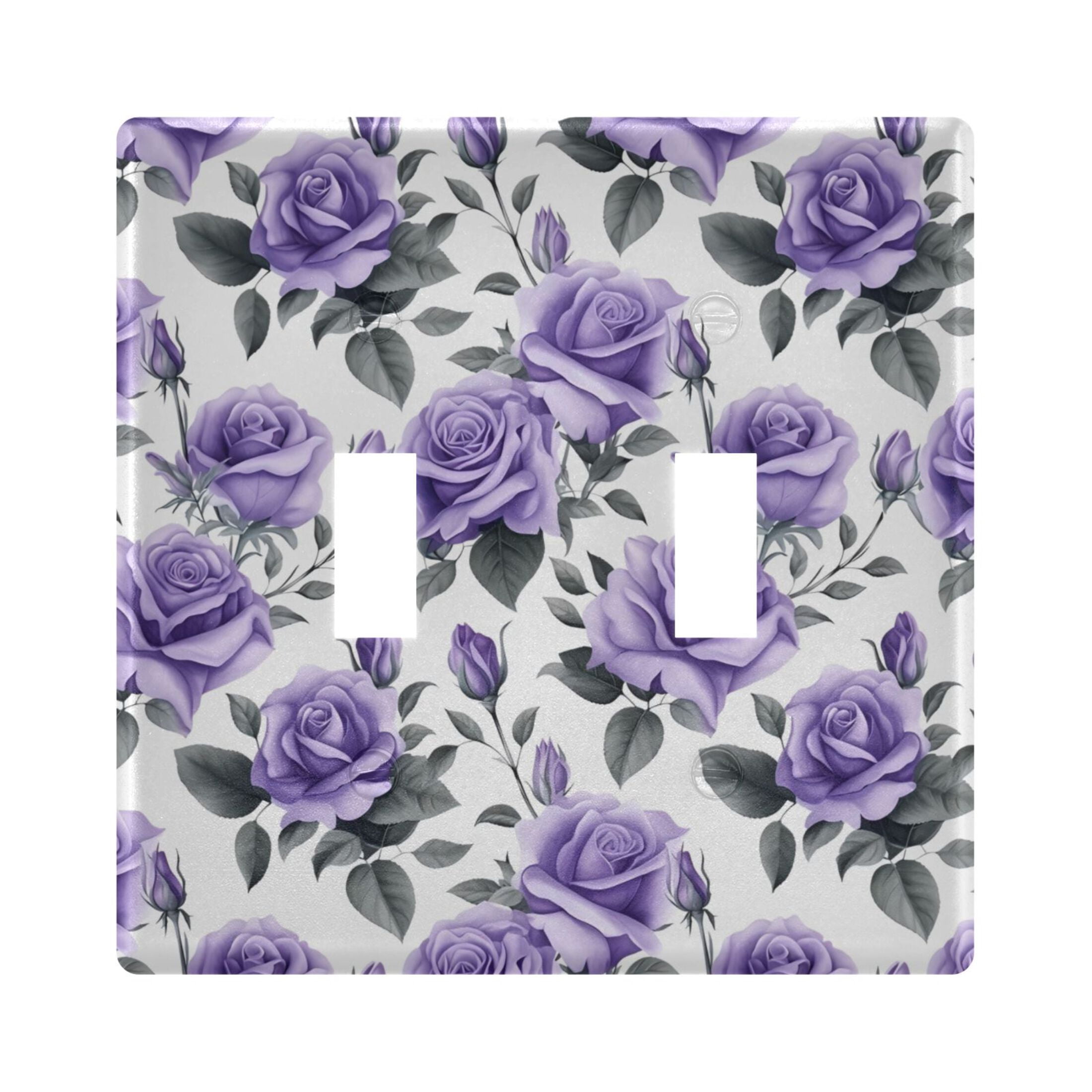 2 Gang Switch Covers Rose Flowers Purple Light Wall Plate Home ...
