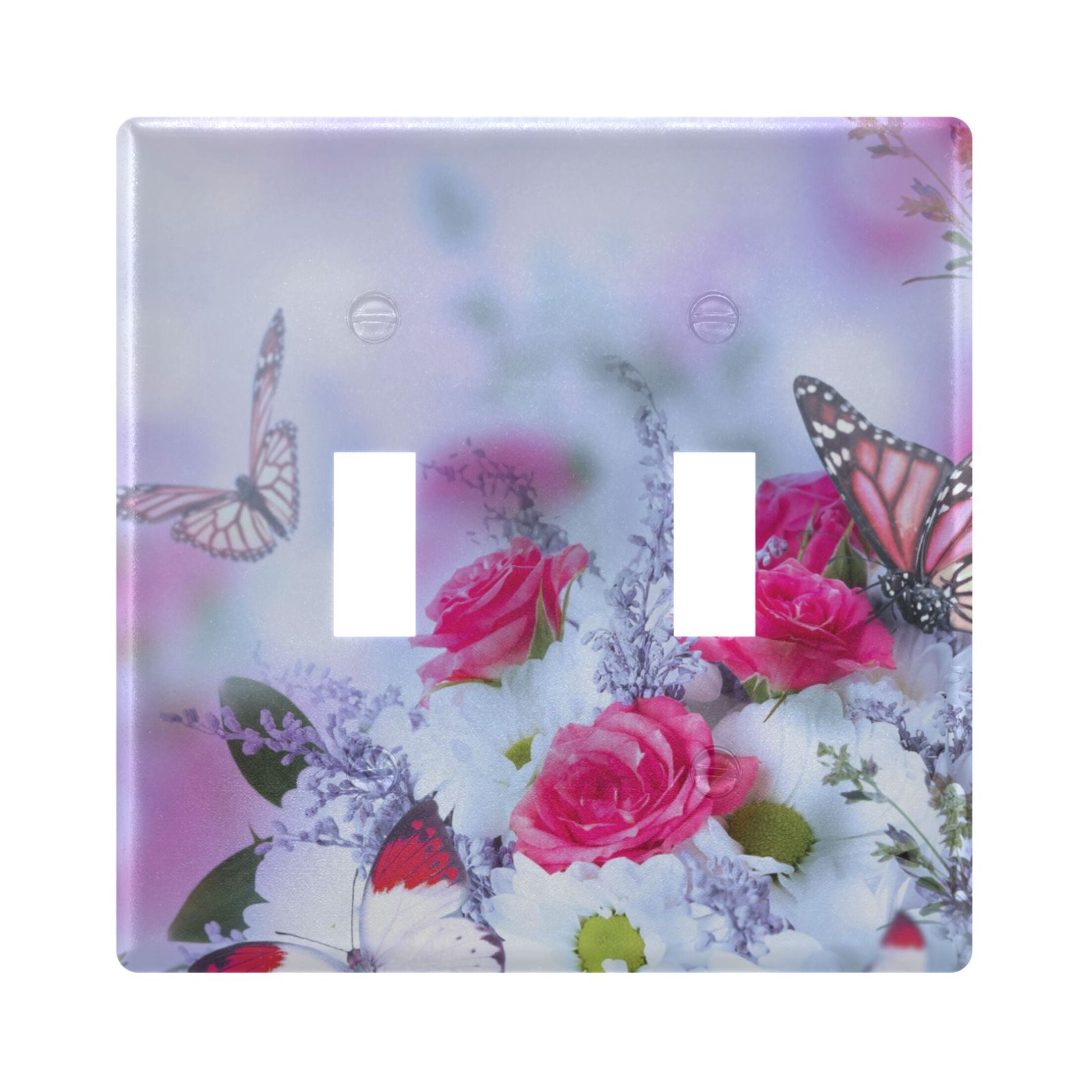 2 Gang Switch Covers Roses Butterfly Floral Light Wall Plate Home ...