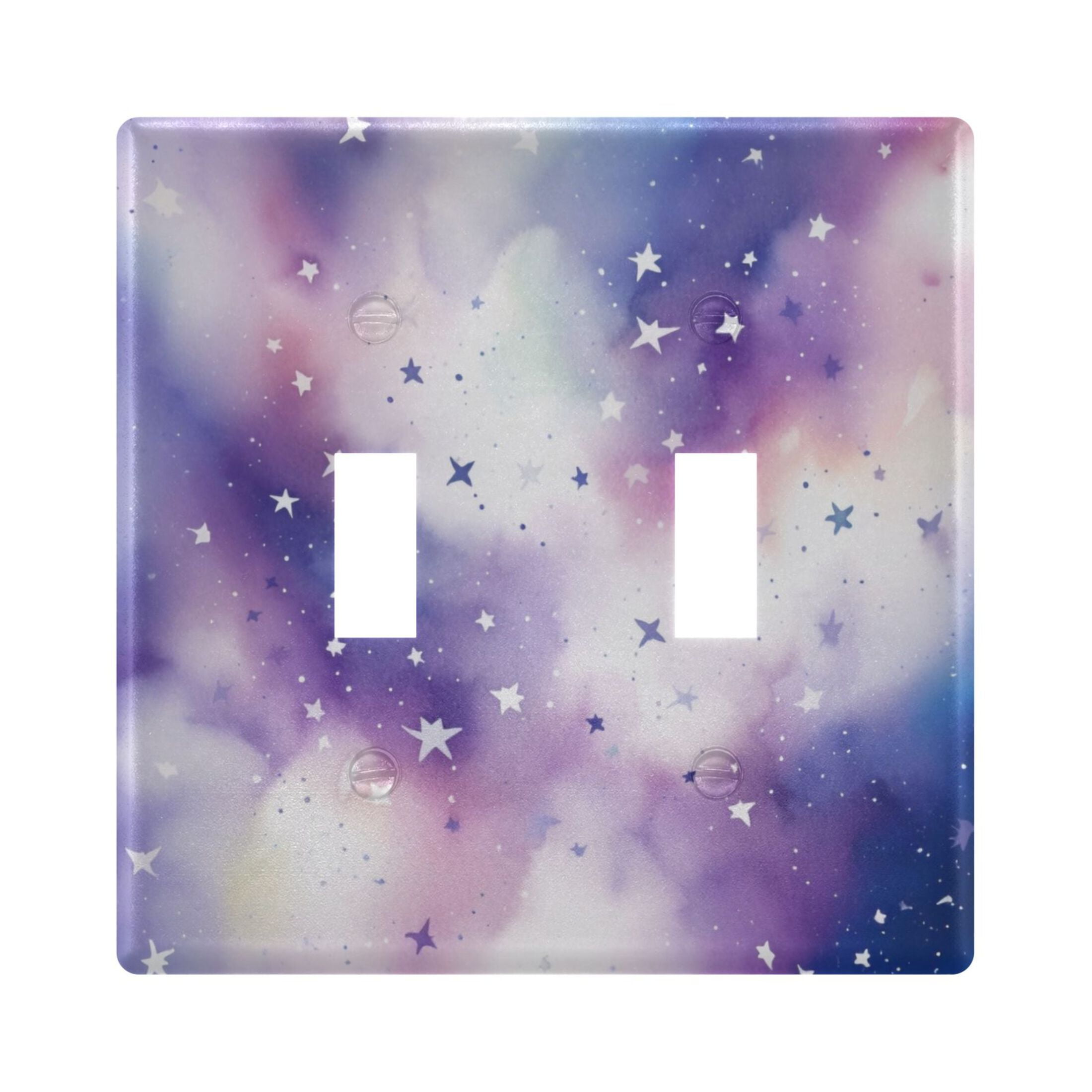 2 Gang Switch Covers Starry Sky with Stars Light Wall Plate Home ...