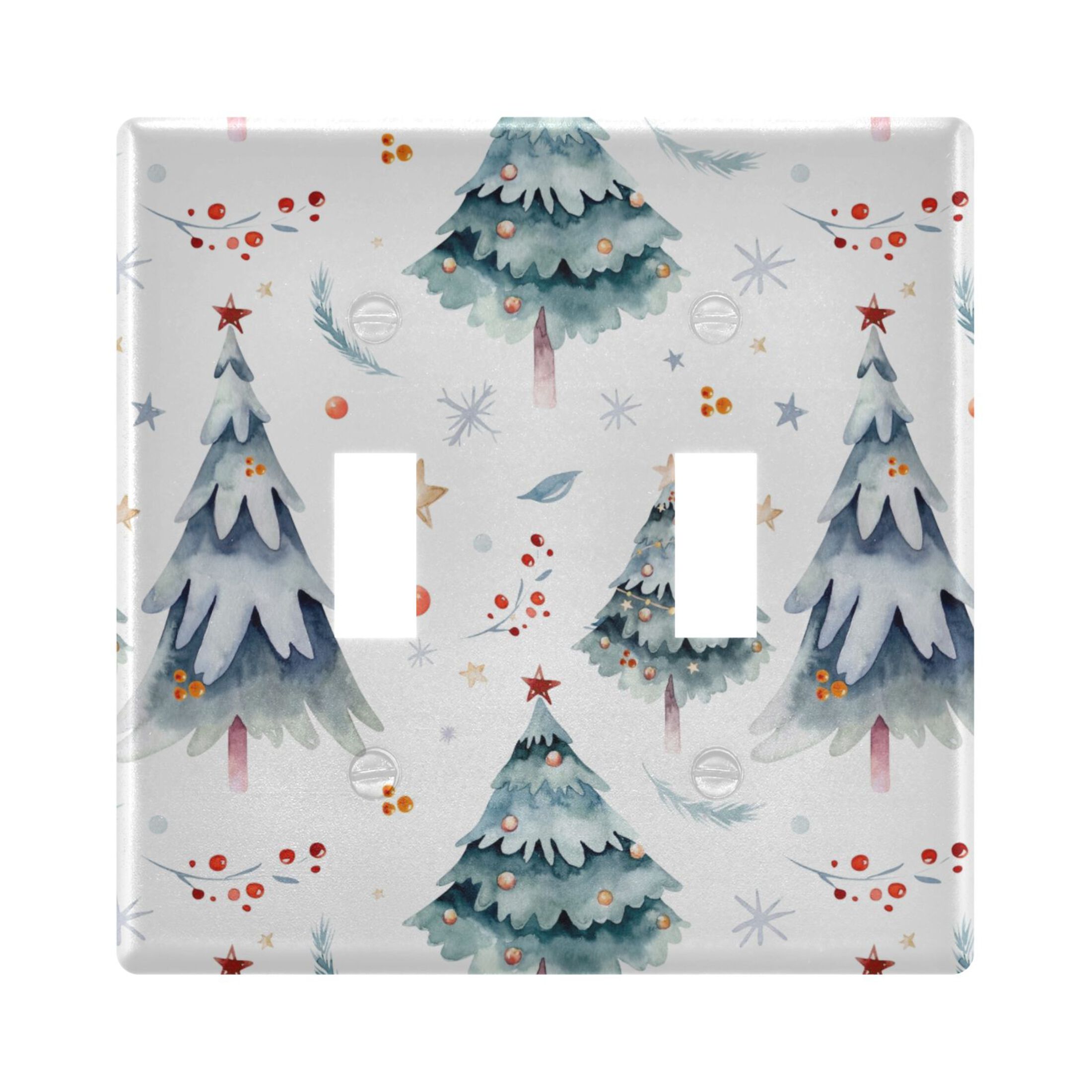 2 Gang Switch Covers Stars and Christmas Tree Light Wall Plate Home ...