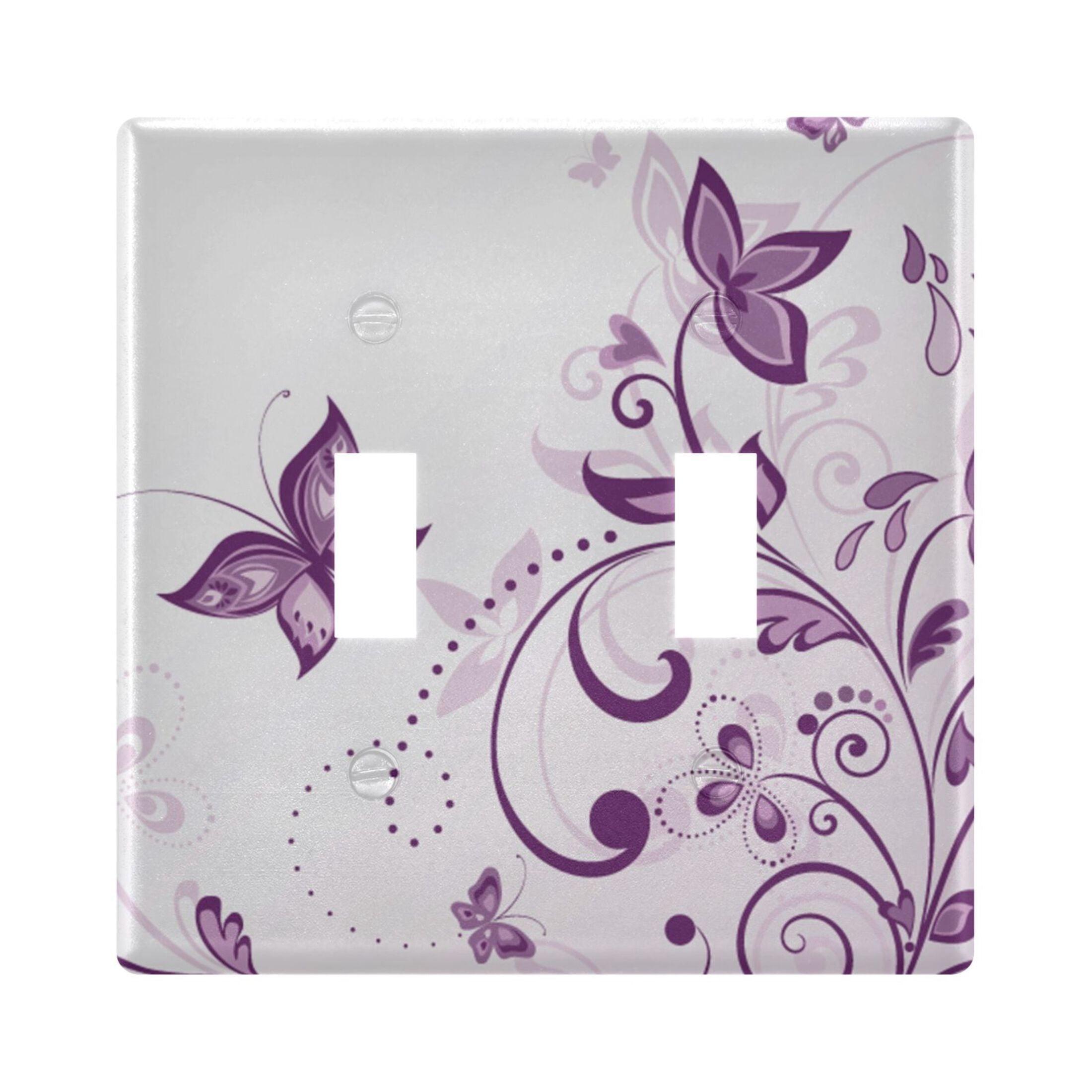 2 Gang Switch Covers Vintage Floral Violet and Butterfly Light Wall ...
