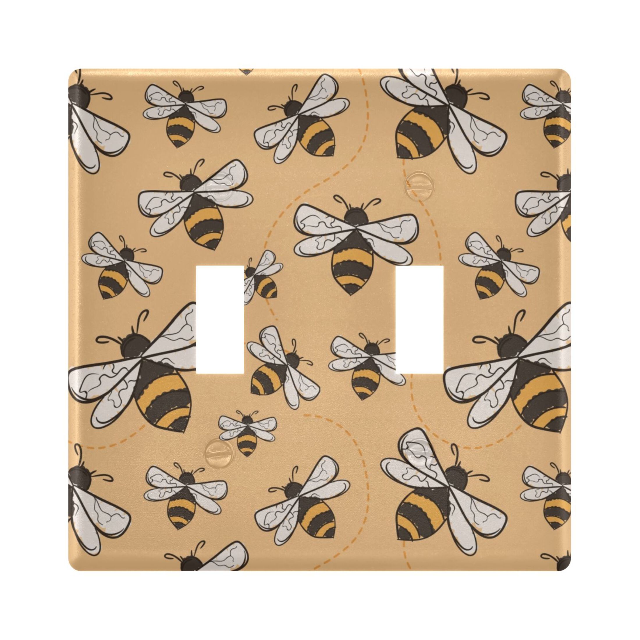 2 Gang Switch Covers Yellow Pattern with Bees Light Wall Plate Home ...