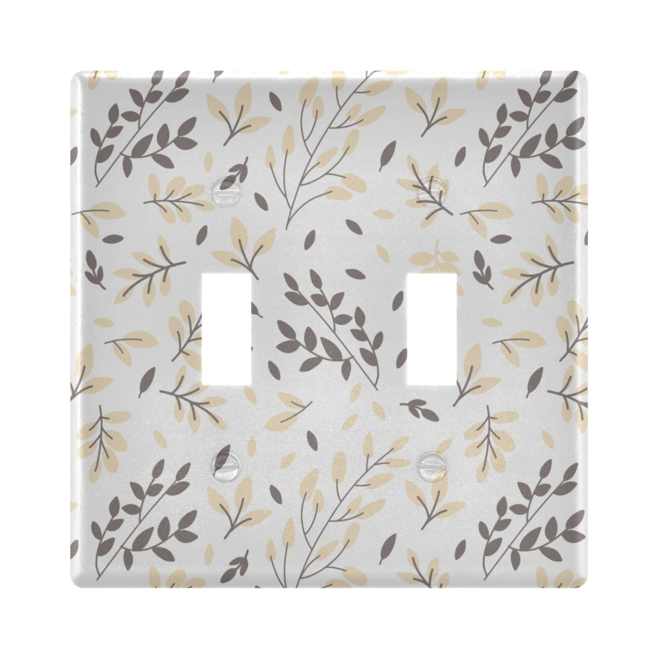 2 Gang Switch Covers Yellow and Grey Leaves Light Wall Plate Home ...