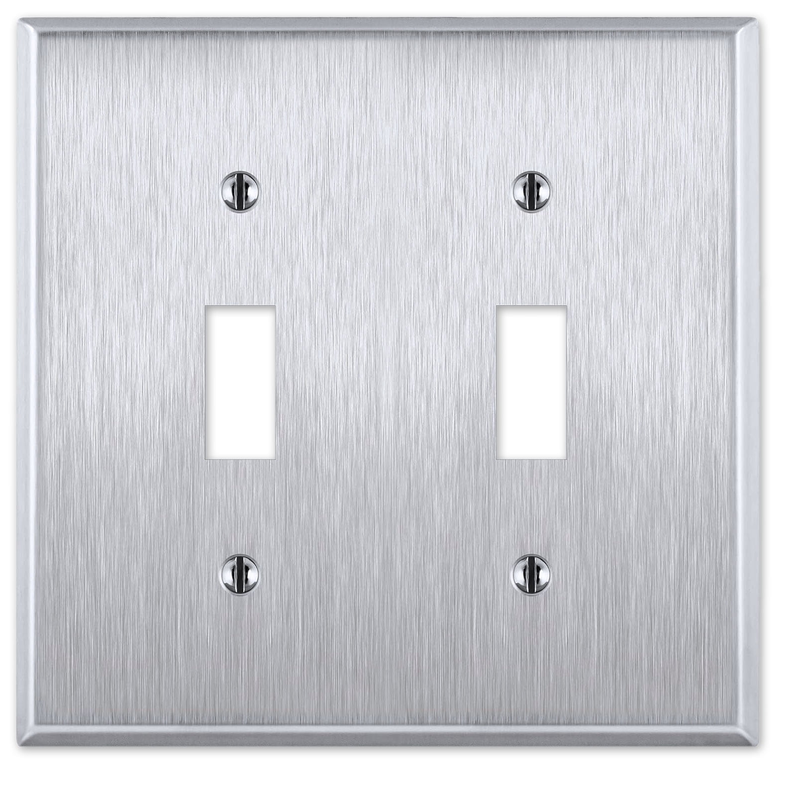 2 Gang Toggle Stainless Steel Light Switch Cover - Two Gang Wall Plate ...