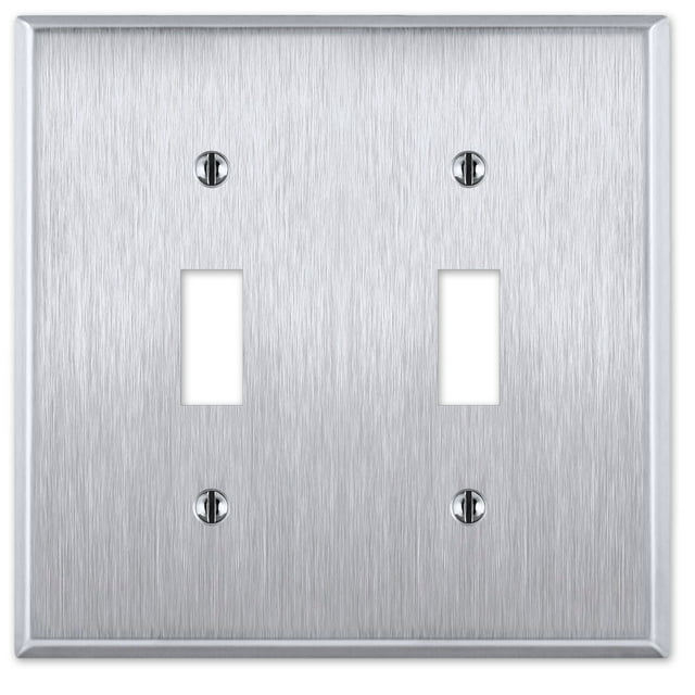 2 Gang Toggle Stainless Steel Light Switch Cover - Two Gang Wall Plate ...