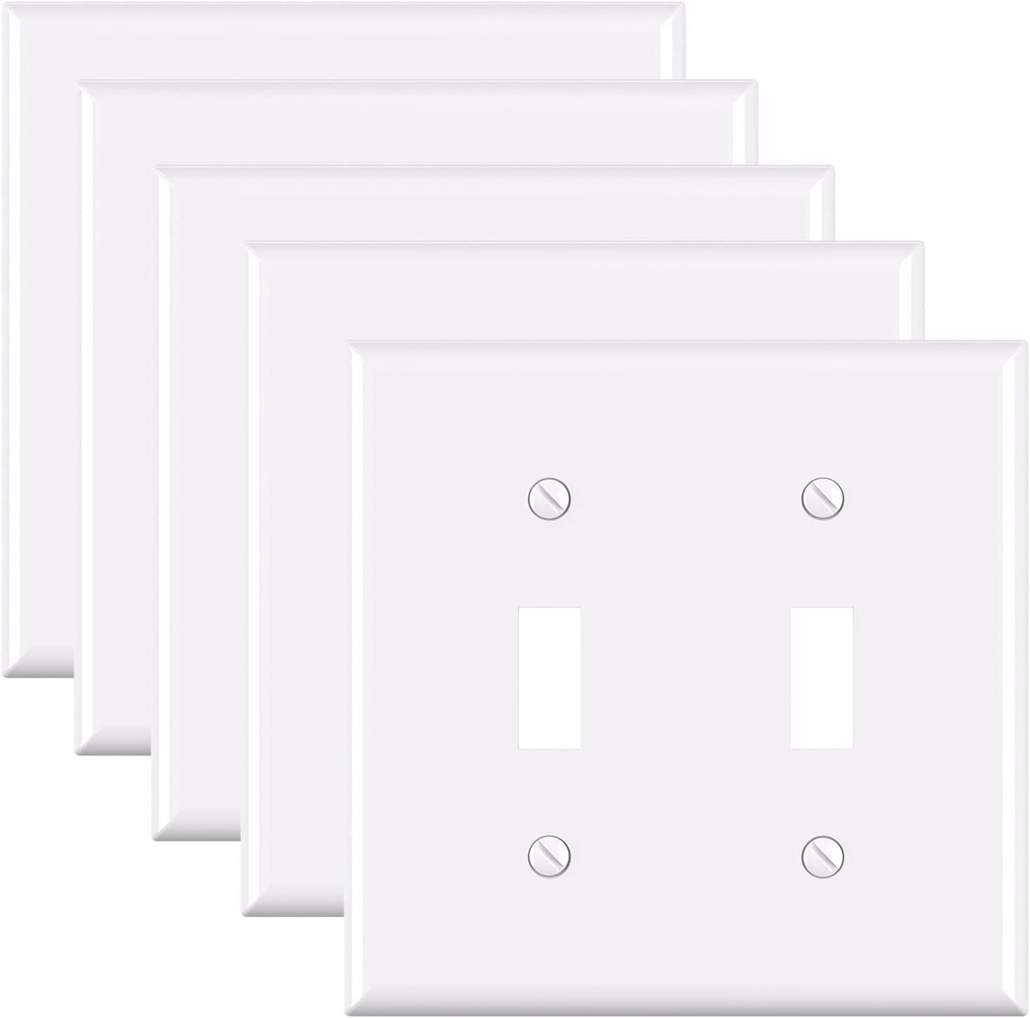 2-Gang Toggle Switch Wall Plates, Mid-Size Unbreakable Thermoplastic ...