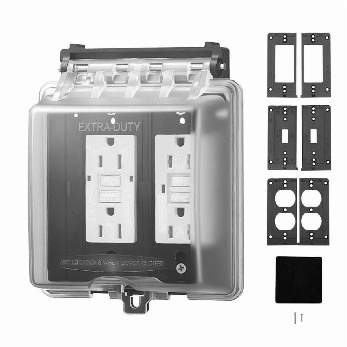 2-Gang Weatherproof Outdoor Outlet Cover, Lockable 12-in-1 Socket ...