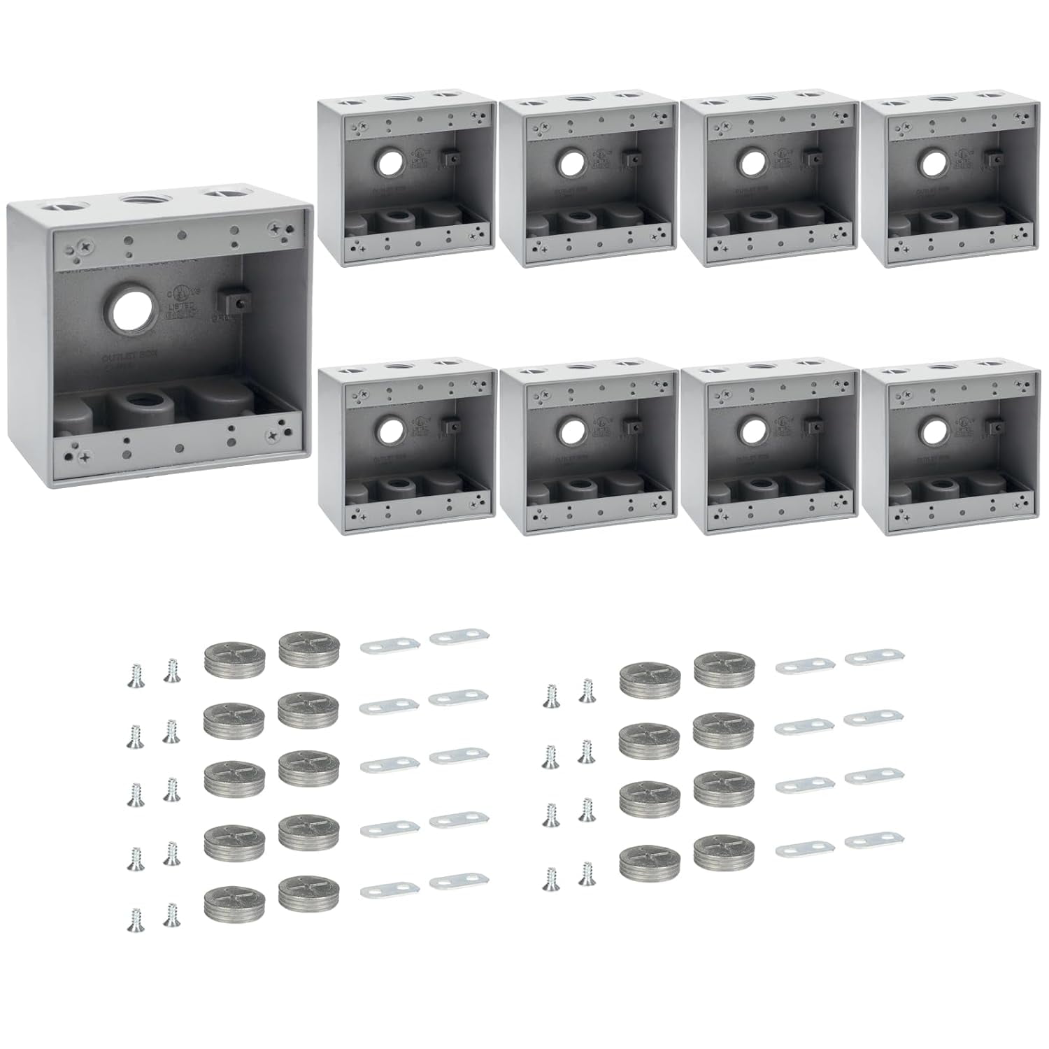 2-Gang Weatherproof Outlet Box with Three 1/2-in Threaded Outlets,4-1/2 ...