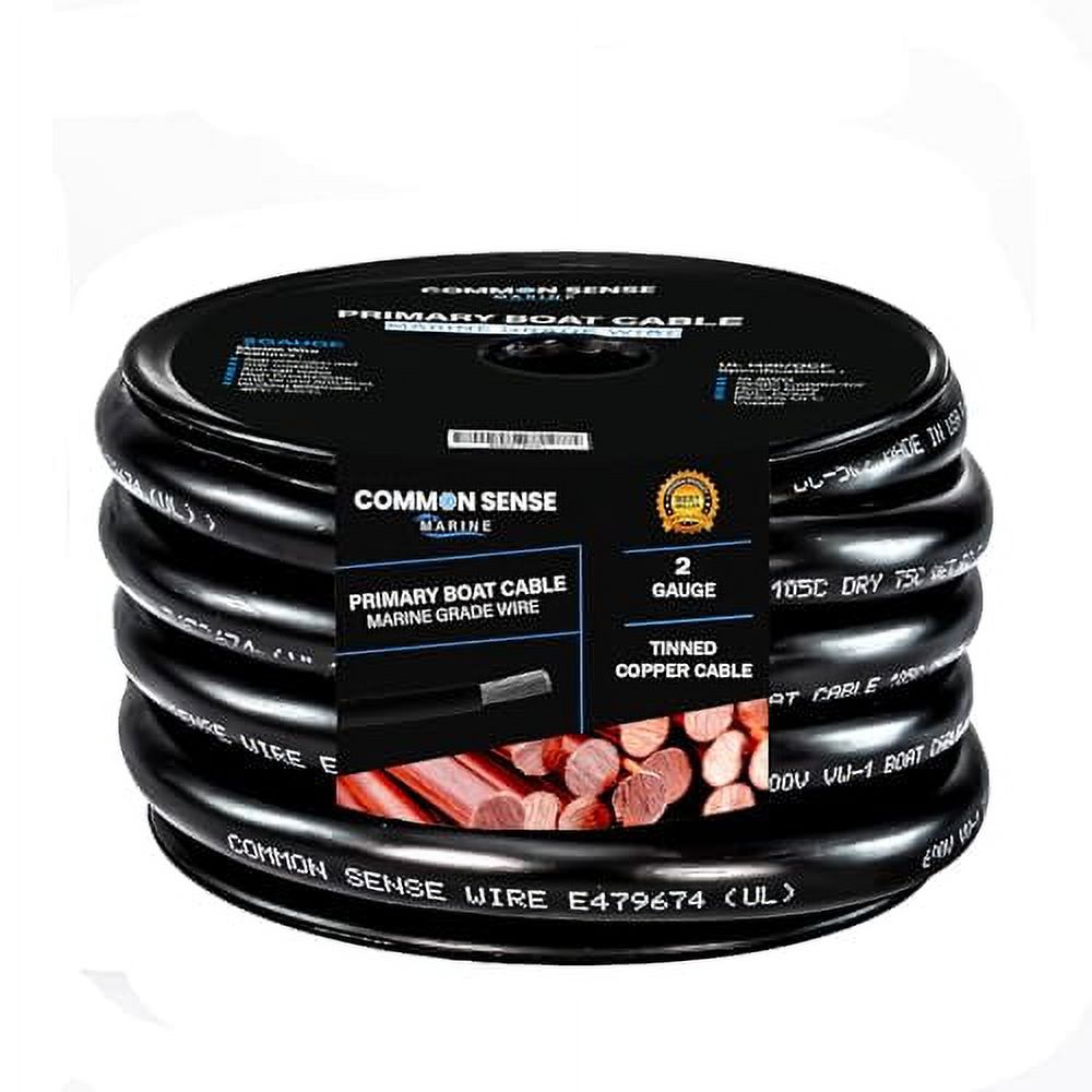 2 Gauge Primary Boat Cable - 30 ft Marine Grade Wire Tinned Oxygen-Free ...