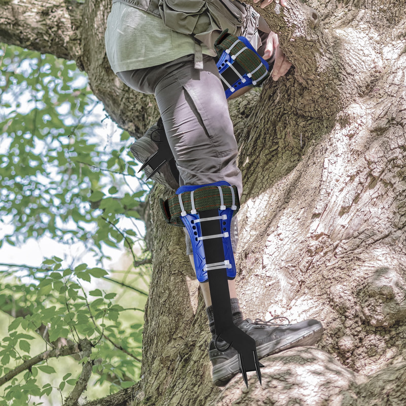 2 Gear Tree Climbing Spikes w/Harness Safety Adjustable Belt Tree ...