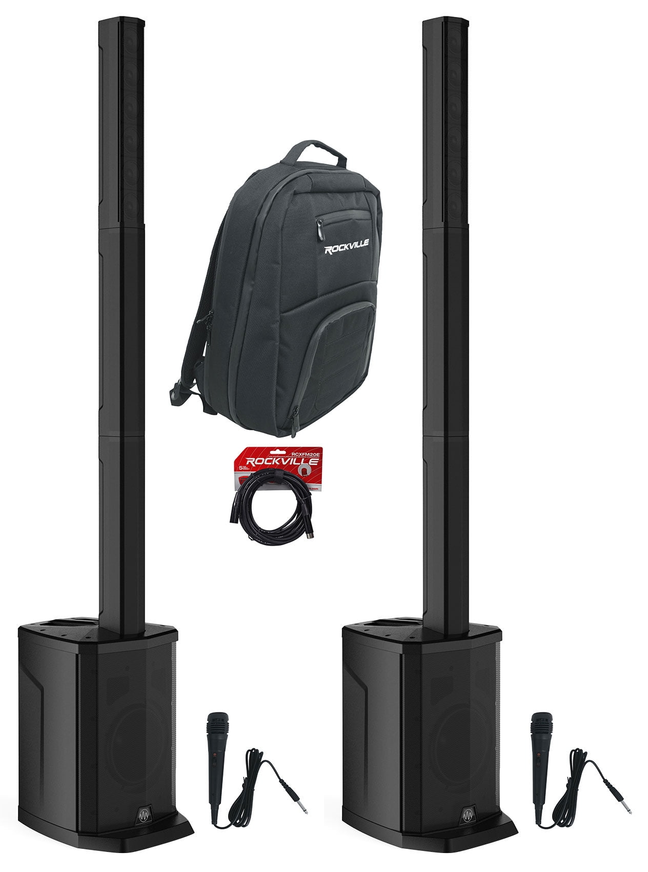 2) Gemini WPX-2000TOGO Rechargeable Line Array Speakers+Subs+Mics ...