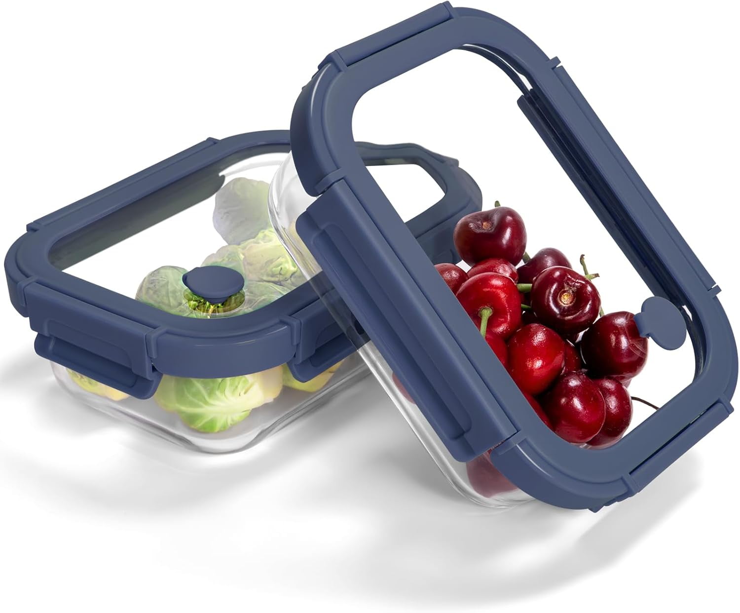 2- Glass Storage Containers with Tempered (21.3oz/2.7cup) - Airtight ...