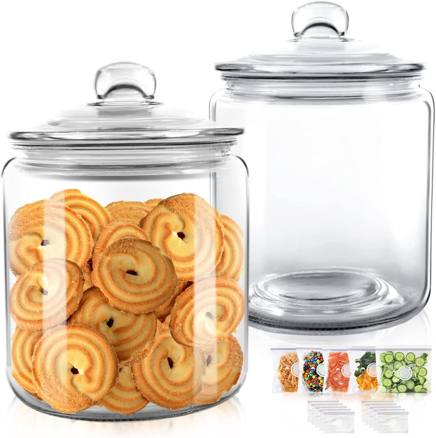 2 Glass Storage Jars Set,1 Gallon Cookie Jar for Food Storage,Airtight ...
