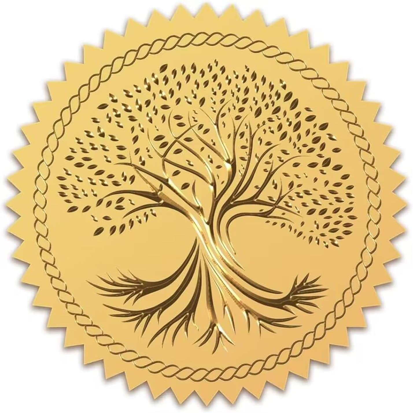 DIY 2" Gold Foil Certificate Seals Tree of Life 100pcs Self Adhesive ...