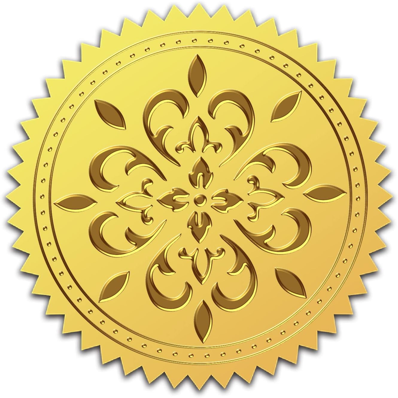 2" Gold Foil Embossed Stickers Castillo Filigree Certificate Seals Self ...