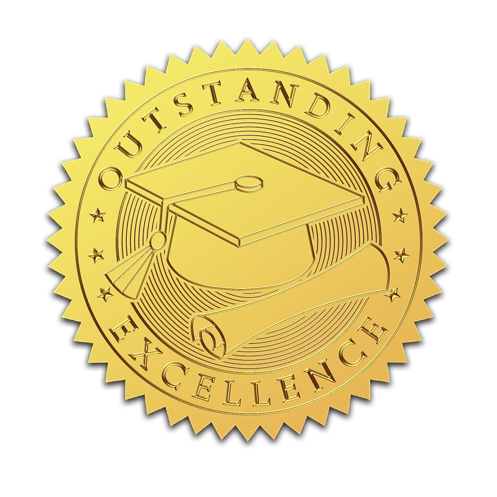 2" Gold Foil Embossed Stickers Graduation Outstranding Excellence ...