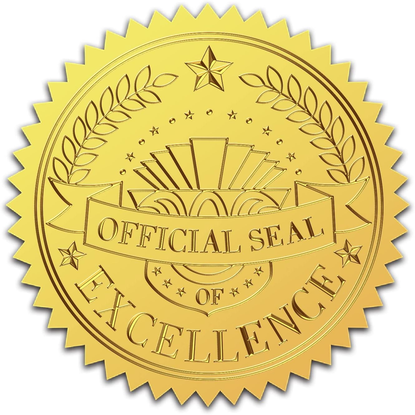 2" Gold Foil Embossed Stickers Official Excellence Seals Certificate ...