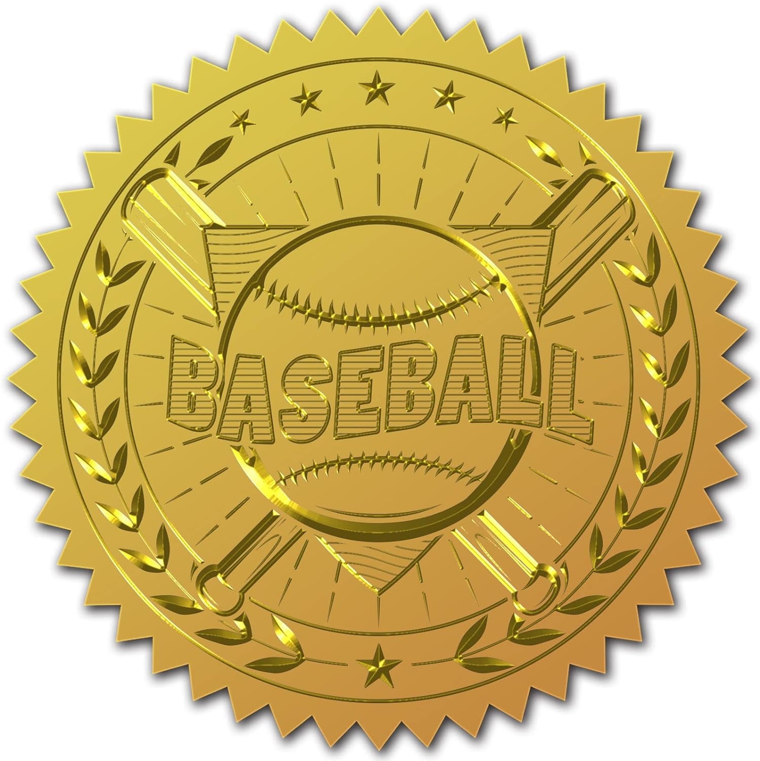 2" Gold Foil Sticker Baseball 100pcs Certificate Seals Gold Embossed ...