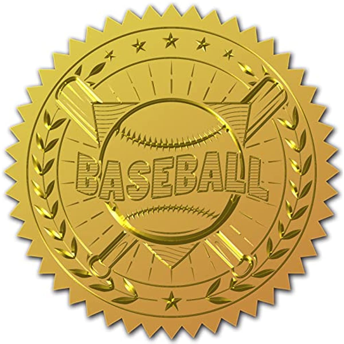 2" Gold Foil Sticker Baseball 100pcs Certificate Seals Gold Embossed ...