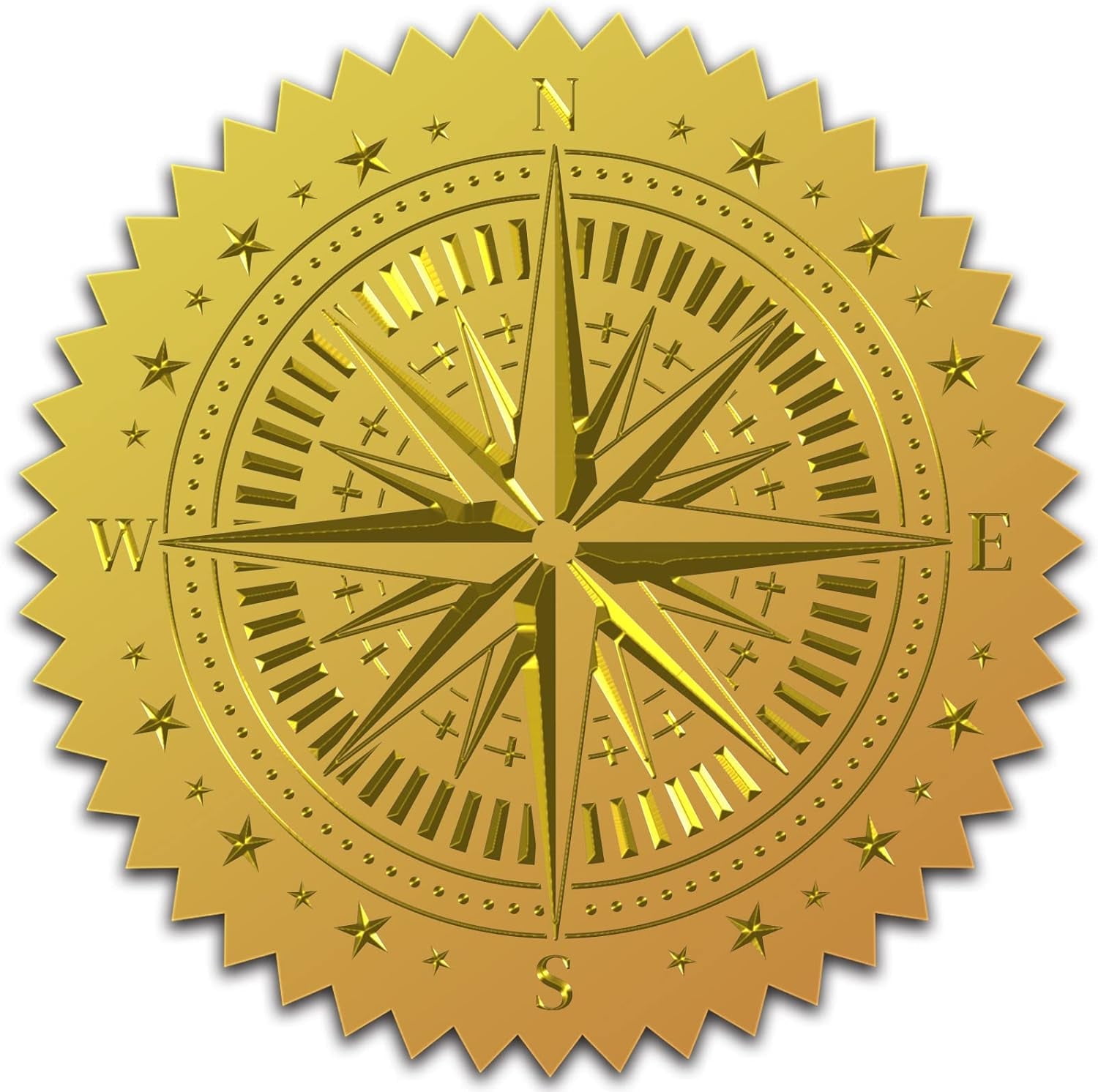2" Gold Foil Sticker Compass 100pcs Certificate Seals Gold Embossed ...
