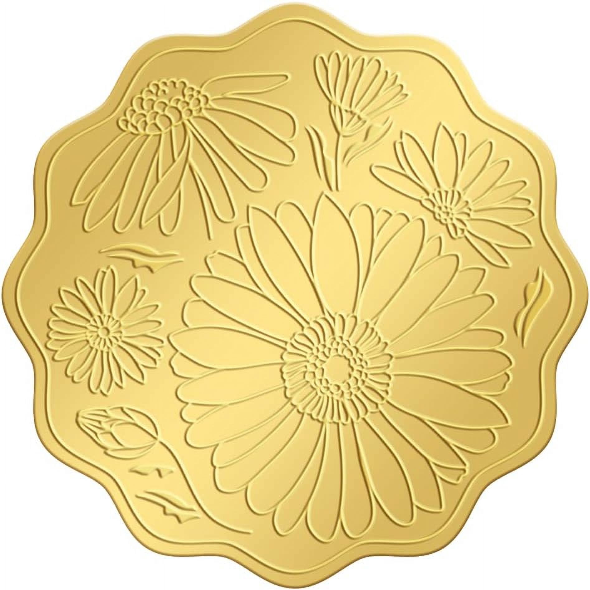 2" Gold Foil Sticker Daisy 100pcs Certificate Seals Gold Embossed Round ...