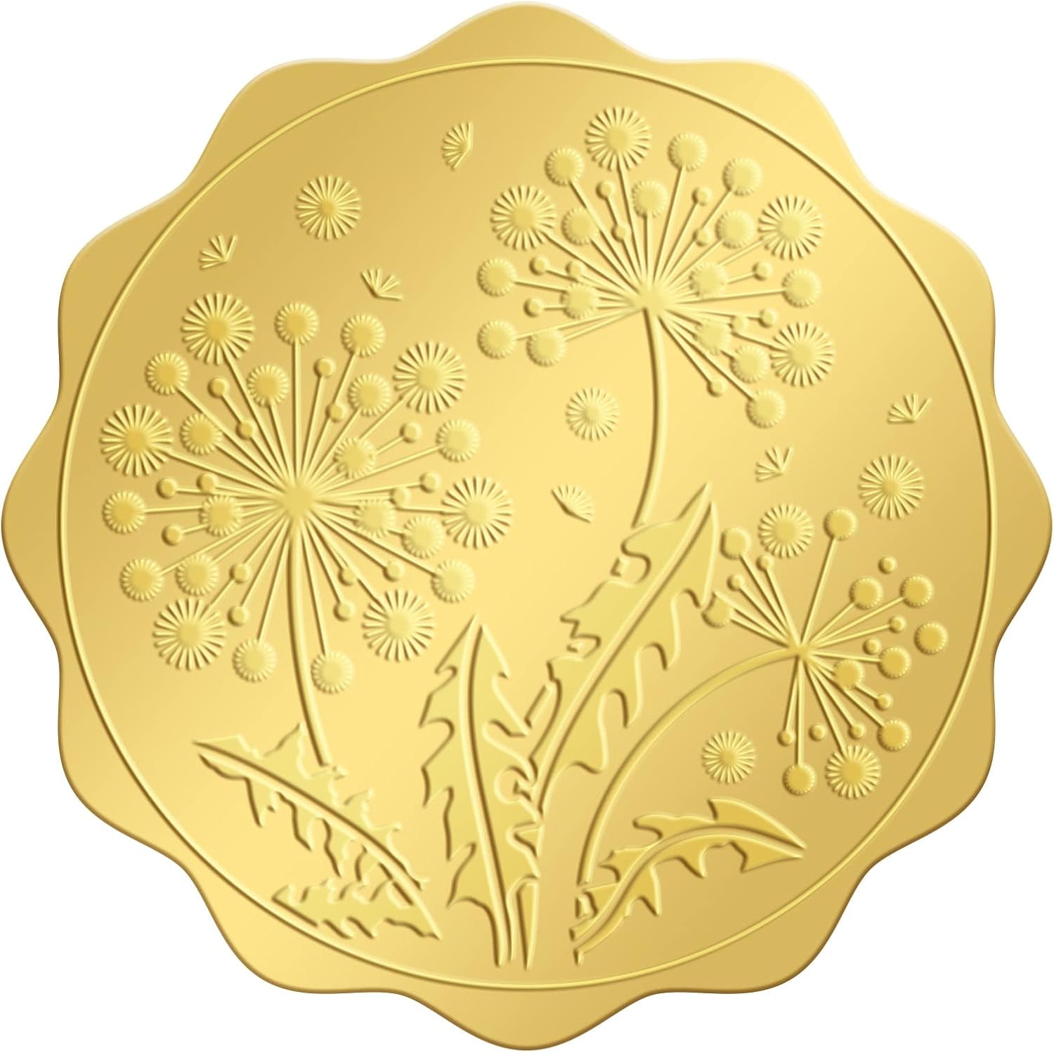 2" Gold Foil Sticker Dandelion 100pcs Certificate Seals Gold Embossed ...