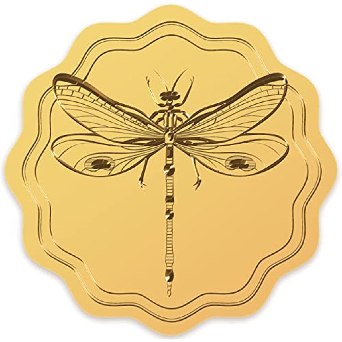 2" Gold Foil Sticker Dragonfly 100pcs Certificate Seals Gold Embossed ...