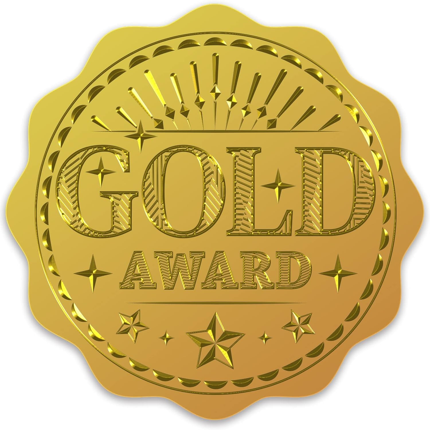2" Gold Foil Sticker Gold Award 100pcs Certificate Seals Gold Embossed ...