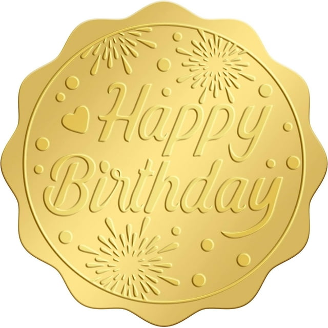 2" Gold Foil Sticker Happy Birthday 100pcs Certificate Seals Gold ...