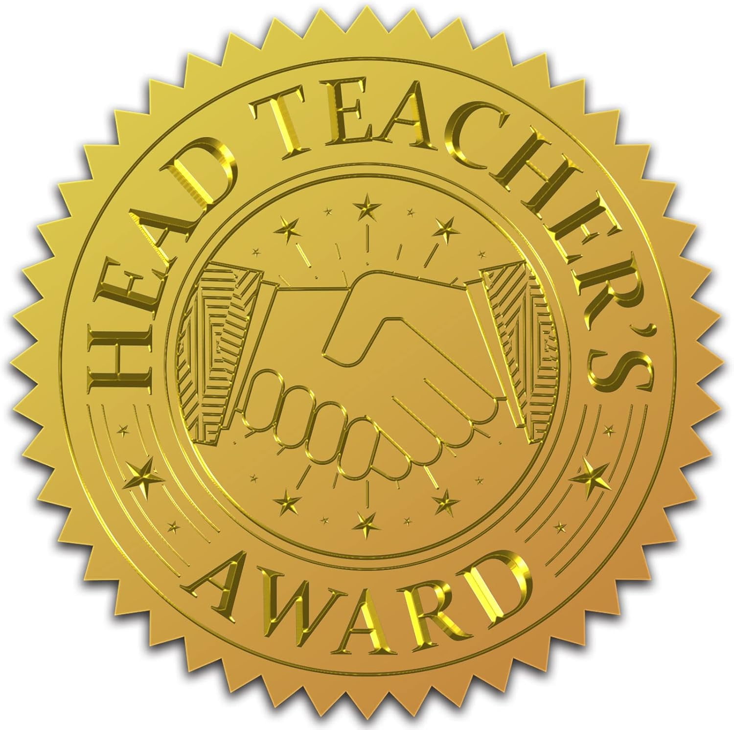 2" Gold Foil Sticker Head Teacher's Award 100pcs Certificate Seals Gold ...