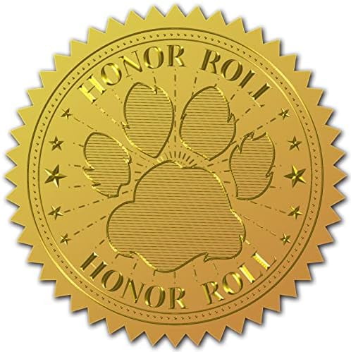 2" Gold Foil Sticker Honor Roll 100pcs Certificate Seals Gold Embossed ...