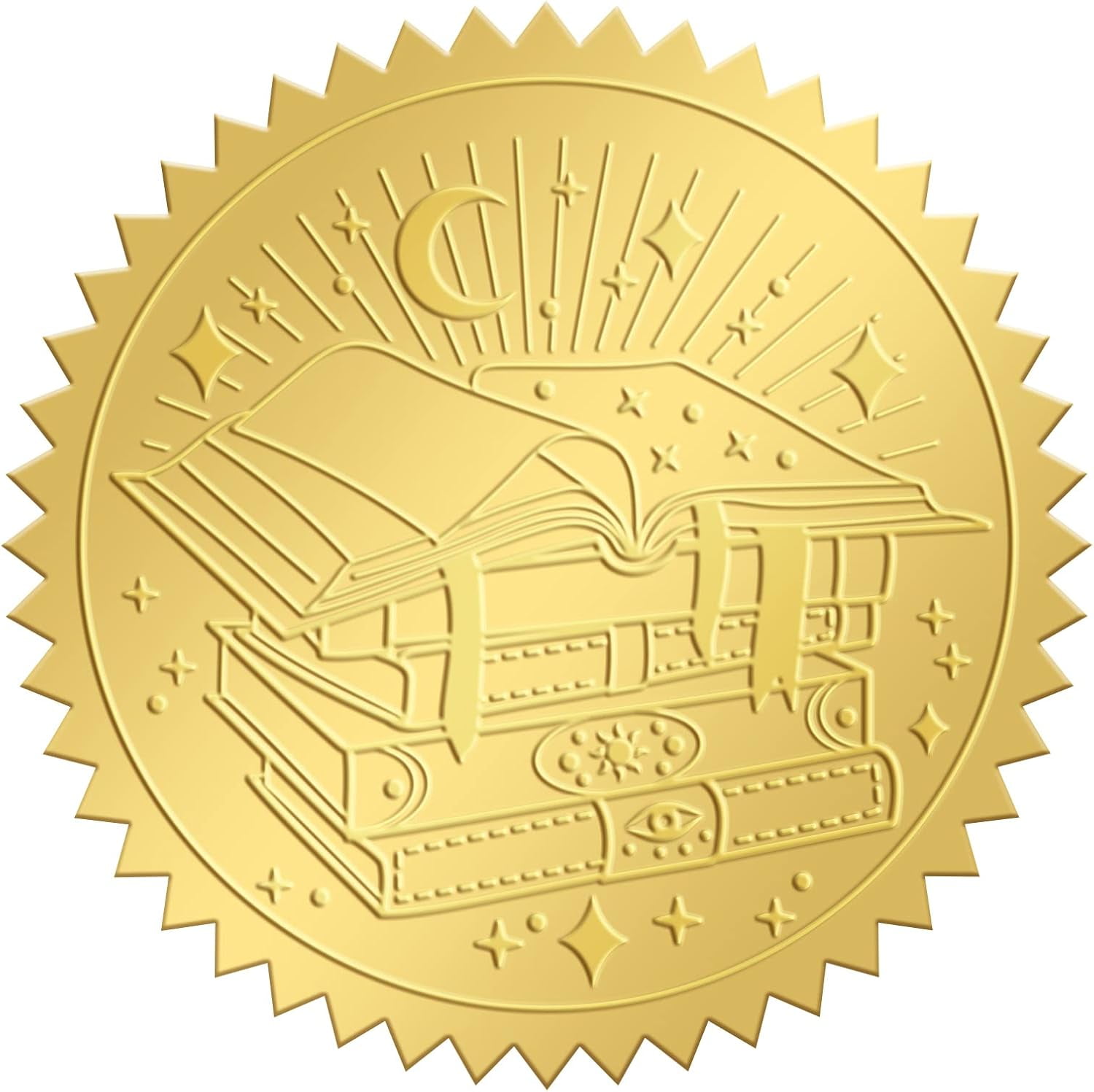 2" Gold Foil Sticker Magic Book 100pcs Certificate Seals Gold Embossed ...
