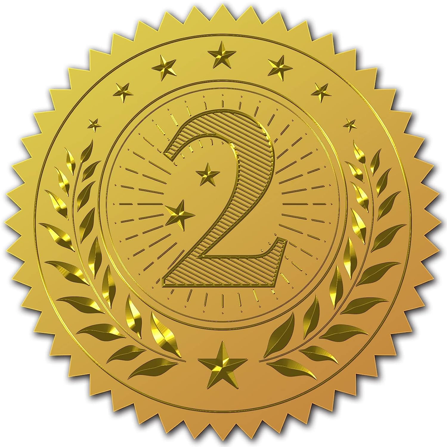 2 Gold Foil Sticker Medal 2nd Place 100pcs Certificate Seals Gold ...